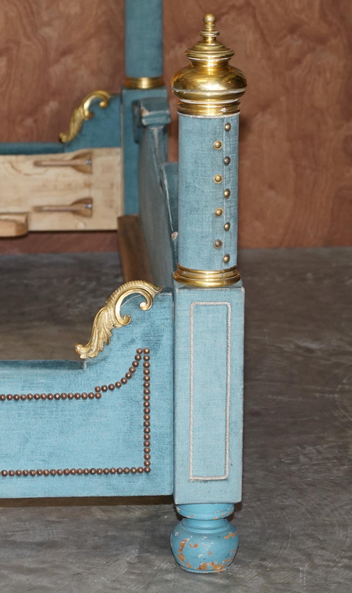 Small Super King Size Antique Italian Gold Gilt Brass Fabric Covered ...