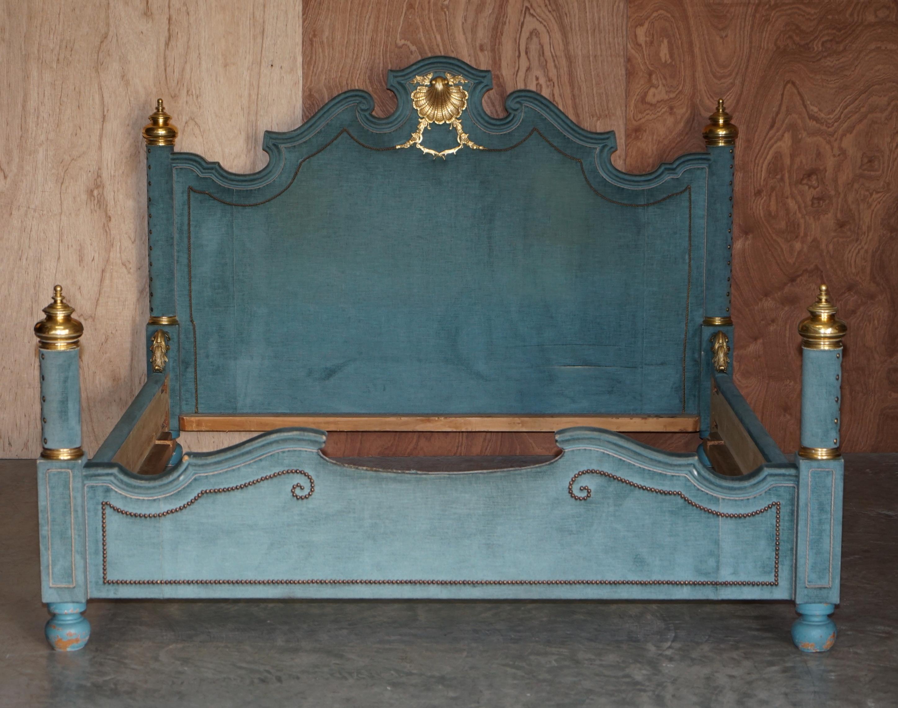 Small Super King Size Antique Italian Gold Gilt Brass Fabric Covered ...