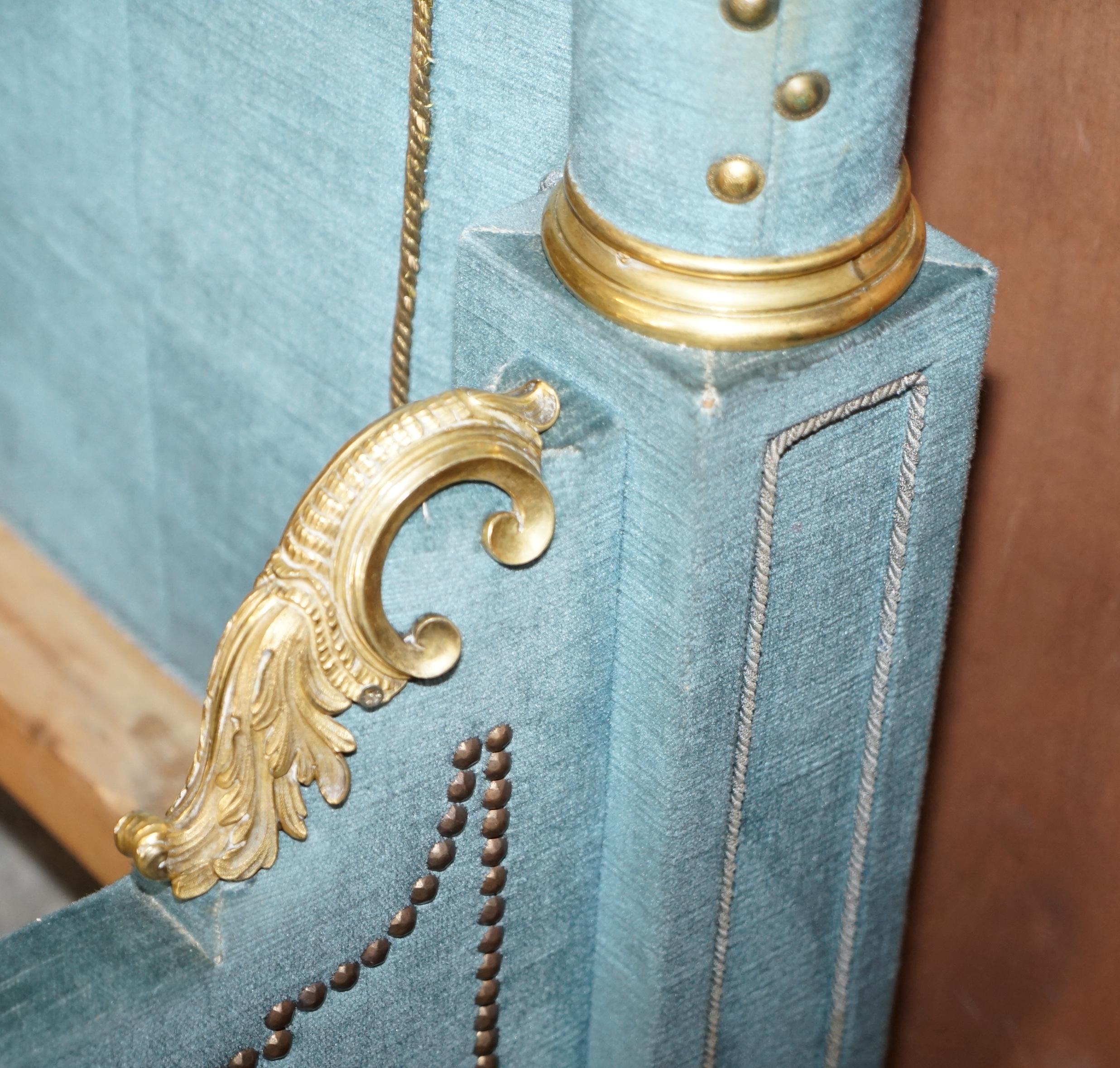 Small Super King Size Antique Italian Gold Gilt Brass Fabric Covered ...