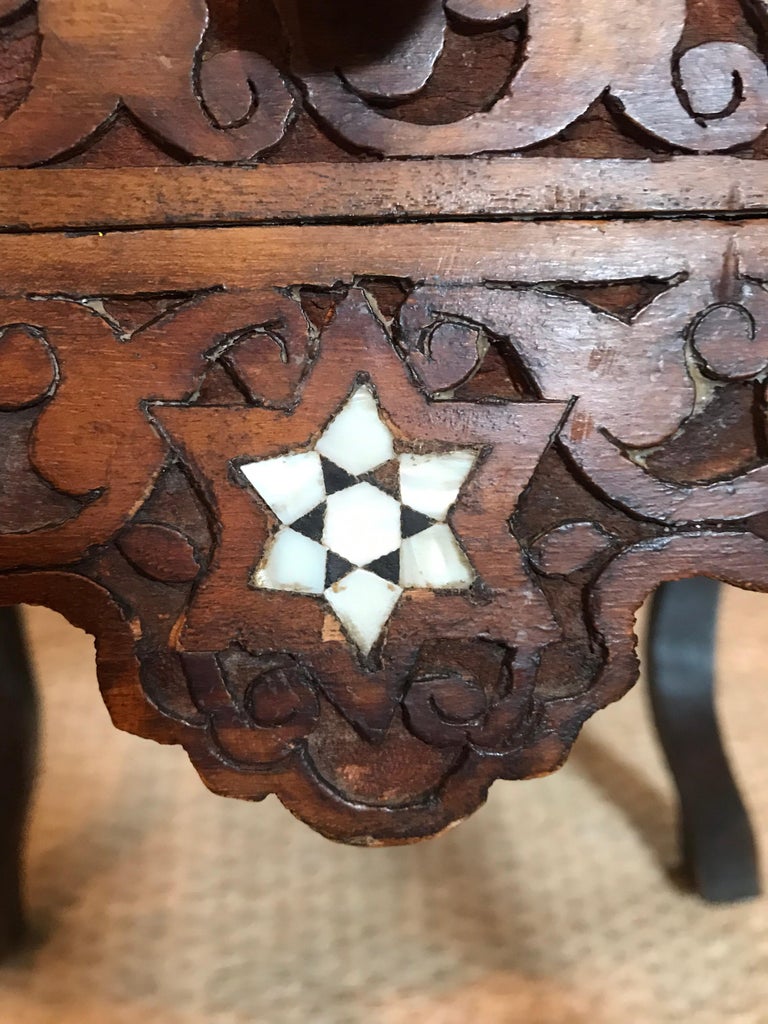 Small Syrian Inlaid Table with Drawer For Sale at 1stDibs