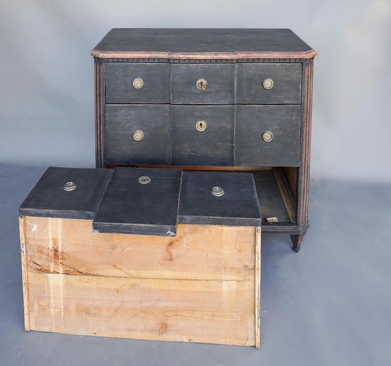 Small Three-Drawer Swedish Chest in Original Black Paint at 1stDibs