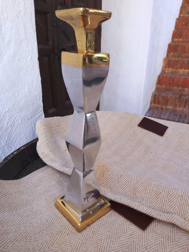 small trapeze candelabra reference G039 in cast brass and aluminium For ...