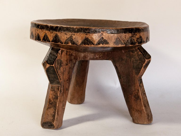 Small Tribal Wooden Stool from Tanzania, Mid-20th Century at 1stDibs