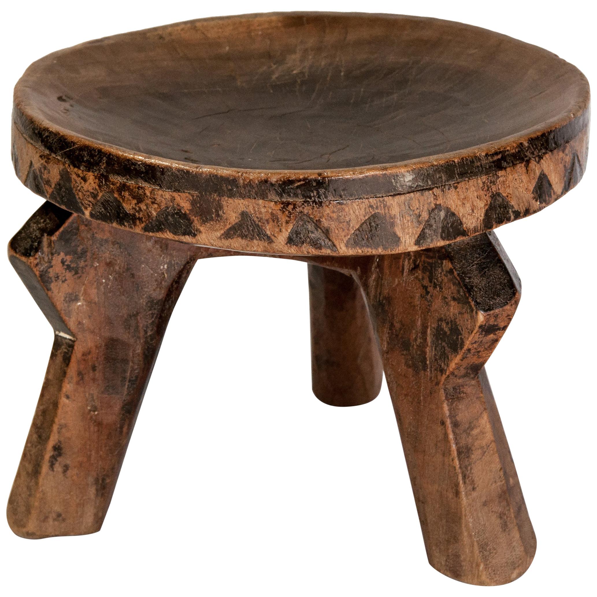 Small Tribal Wooden Stool from Tanzania, Mid-20th Century at 1stDibs