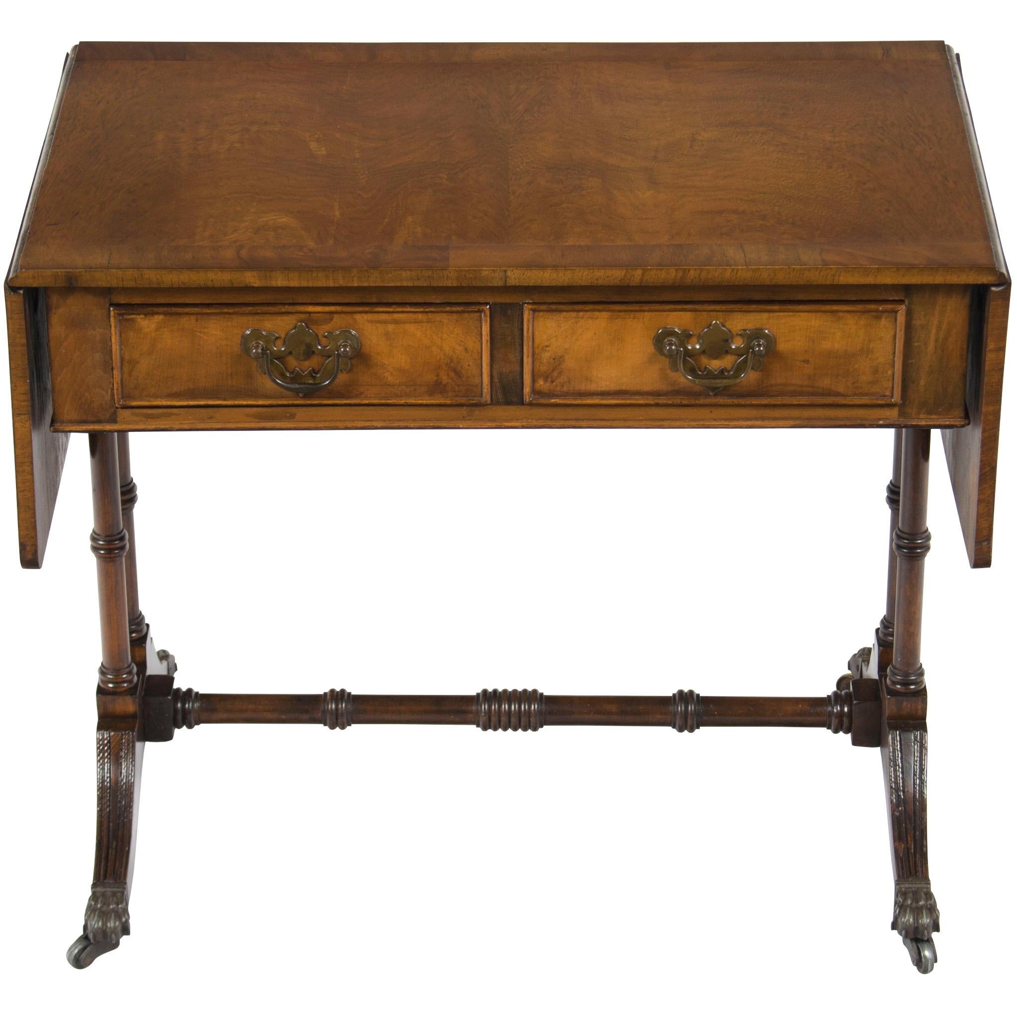 Small Two-Drawer Drop Leaf Coffee Cocktail Table For Sale at 1stDibs