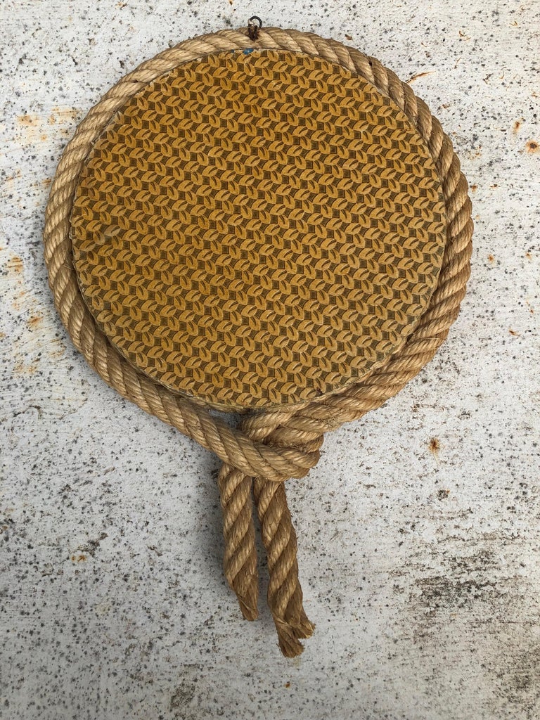 Small Unusual Round Lariat Rope Mirror Audoux Minet, circa 1960 For ...