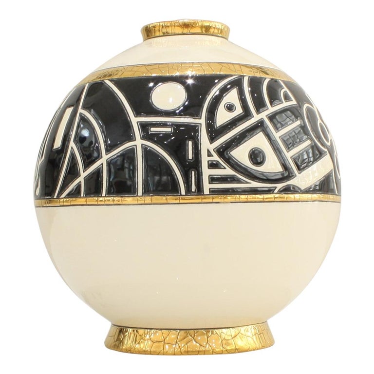 Small Vase Emaux de Longwy, Motifs at 1stDibs