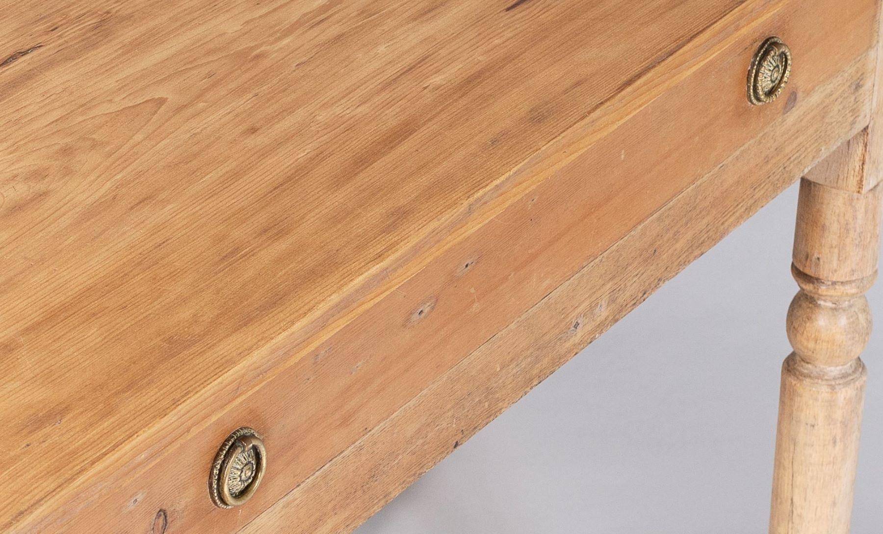 Small Victorian Scraped Bleached Pine Side Table with Drawer | Desk | Console For Sale at 1stDibs