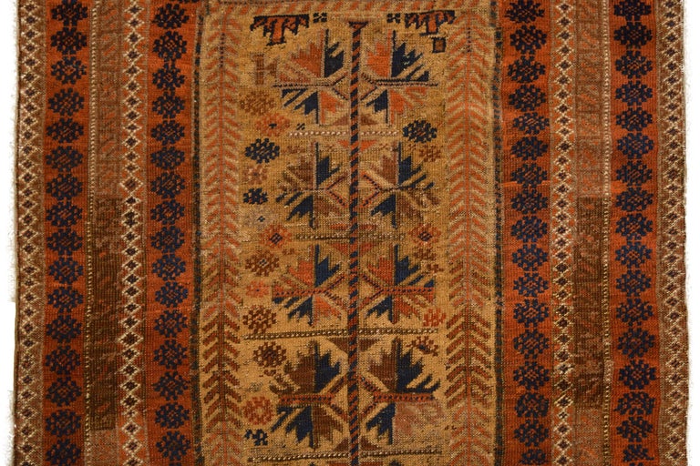 Antique 1870s Persian Balouchi Rug, Orange and Blue, 2x3 For Sale at ...