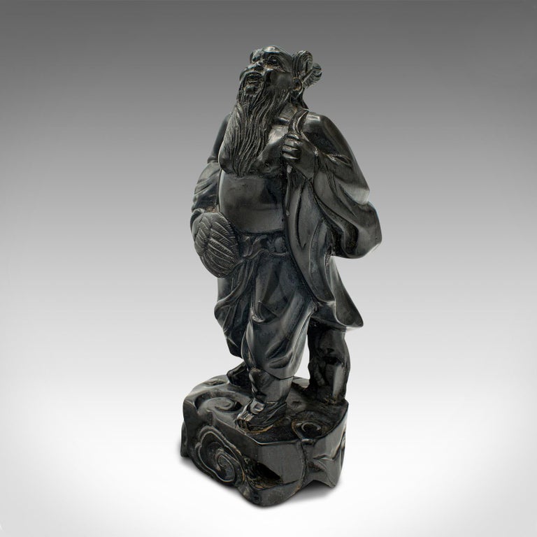 Small Vintage Carved Oriental Figure, Chinese, Hand Carved, Black Onyx ...