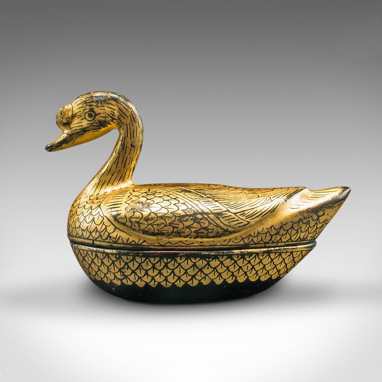 Small Vintage Chinese Goose Pot, Lacquer, Decorative, Trinket Box, Art ...