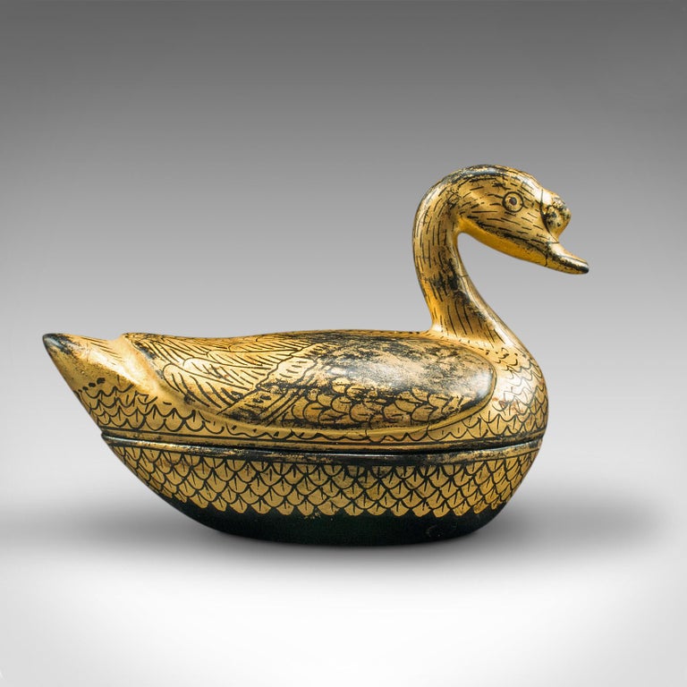 Small Vintage Chinese Goose Pot, Lacquer, Decorative, Trinket Box, Art ...