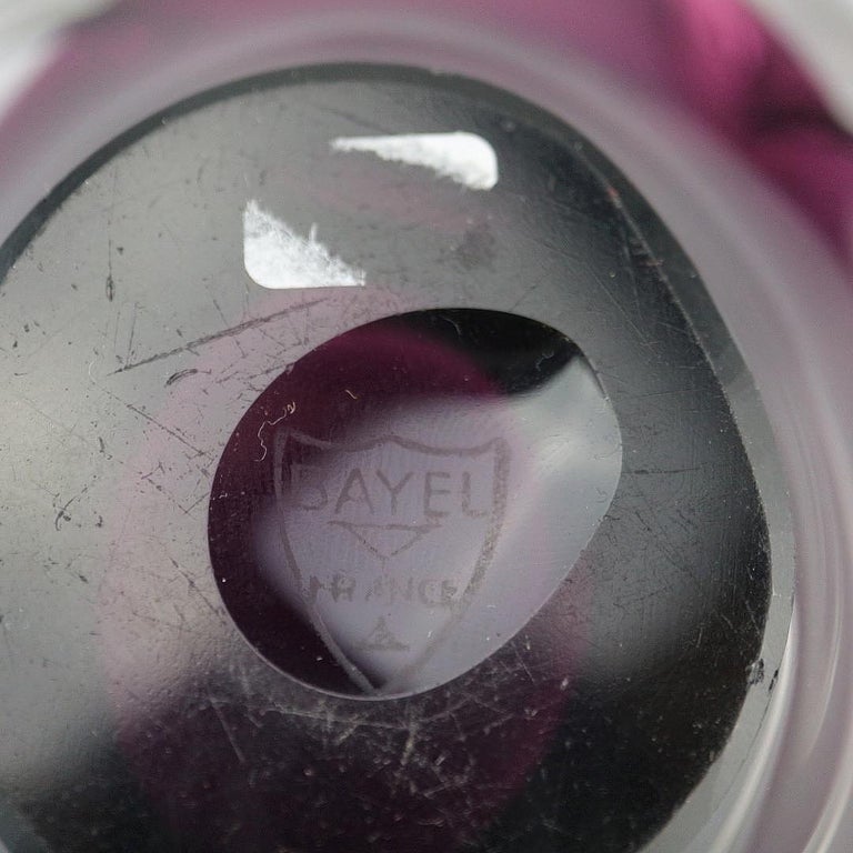 Small vintage deep purple heavy glass bowl from Bayel, France, late 20 ...