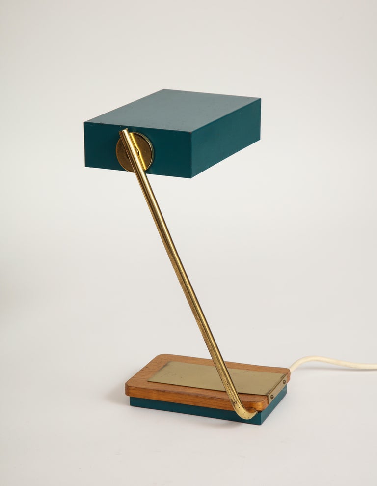 Small Vintage Desk Lamp with Green Metal Shade at 1stDibs