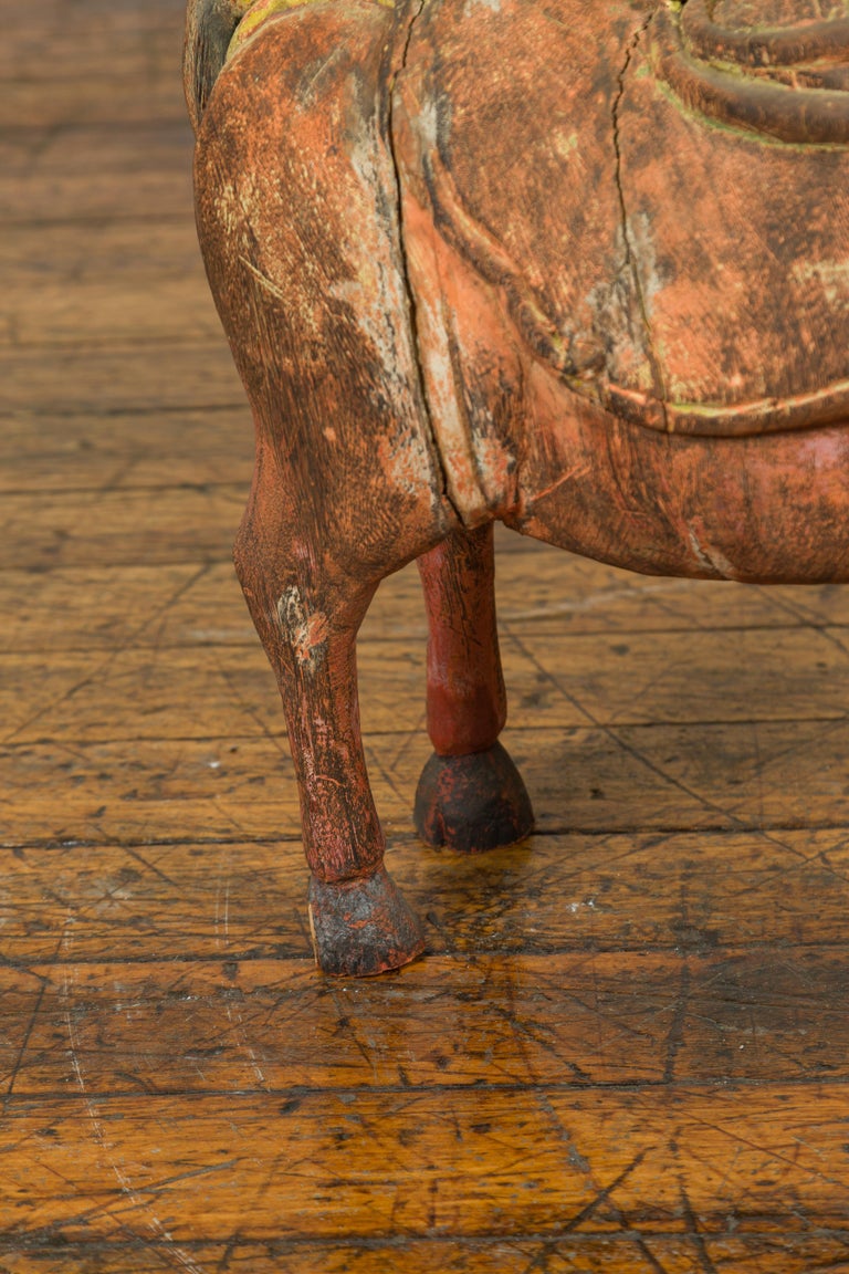 Small Vintage Indian Exterior Rust Colored and Carved Wooden Horse from ...