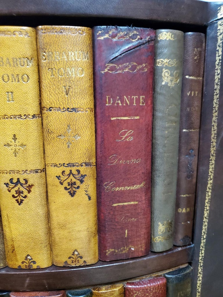 Small Vintage Italian Leather Faux Book Three Drawer Cabinet For Sale ...
