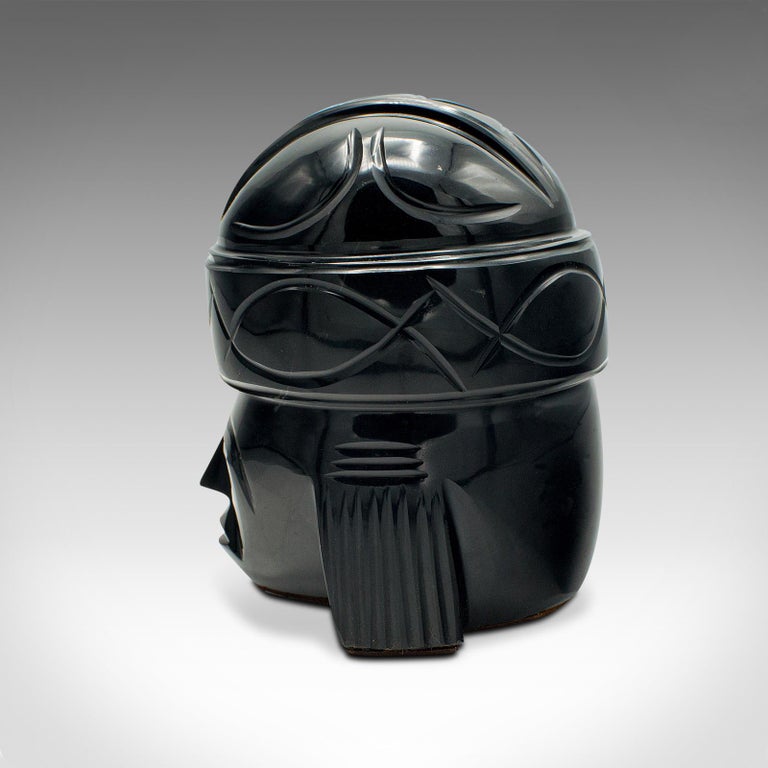 Small Vintage Oriental Warrior Bust, Chinese, Obsidian, Portrait ...