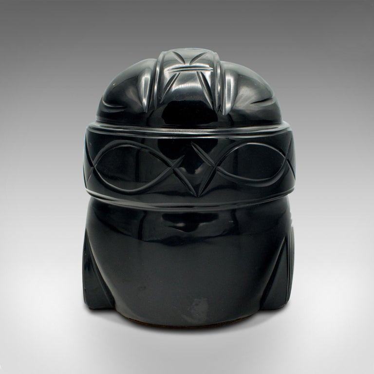 Small Vintage Oriental Warrior Bust, Chinese, Obsidian, Portrait ...