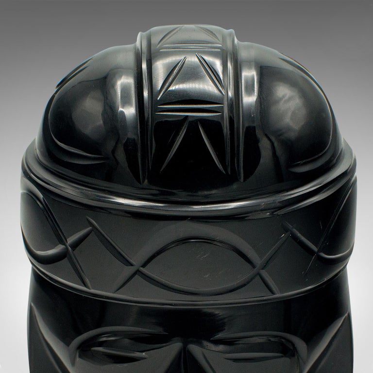 Small Vintage Oriental Warrior Bust, Chinese, Obsidian, Portrait ...