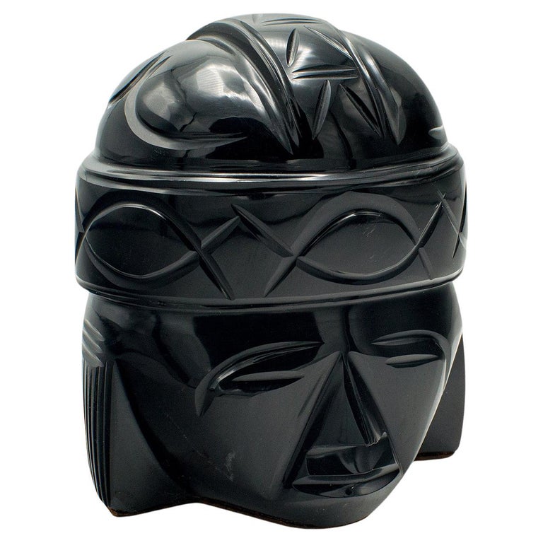 Small Vintage Oriental Warrior Bust, Chinese, Obsidian, Portrait ...