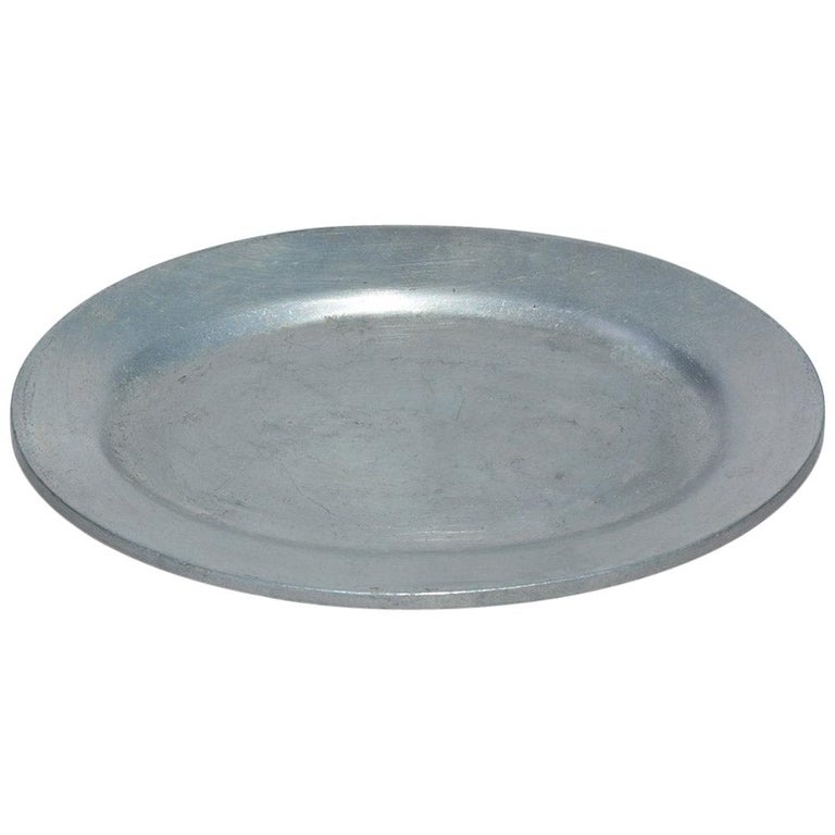 Small Vintage Pewter Platter For Sale at 1stDibs
