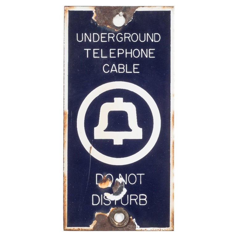 Small Vintage Porcelain Telephone Sign, c.1970 at 1stDibs
