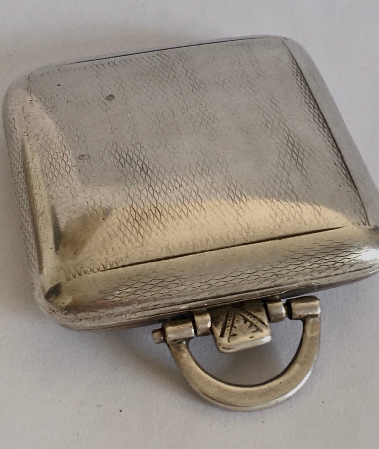 Small Vintage Silver Travel Clock For Sale at 1stDibs