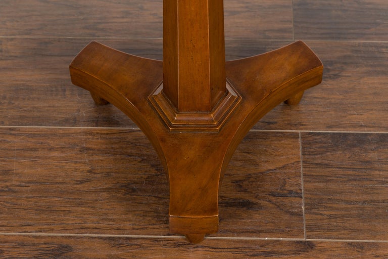 Small Walnut Midcentury Baker Drinks Table with Hexagonal Pedestal Base ...