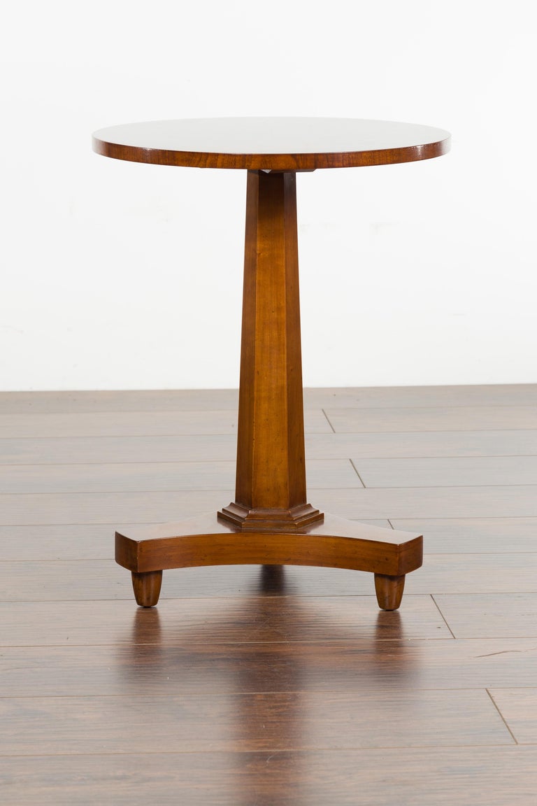 Small Walnut Midcentury Baker Drinks Table with Hexagonal Pedestal Base ...