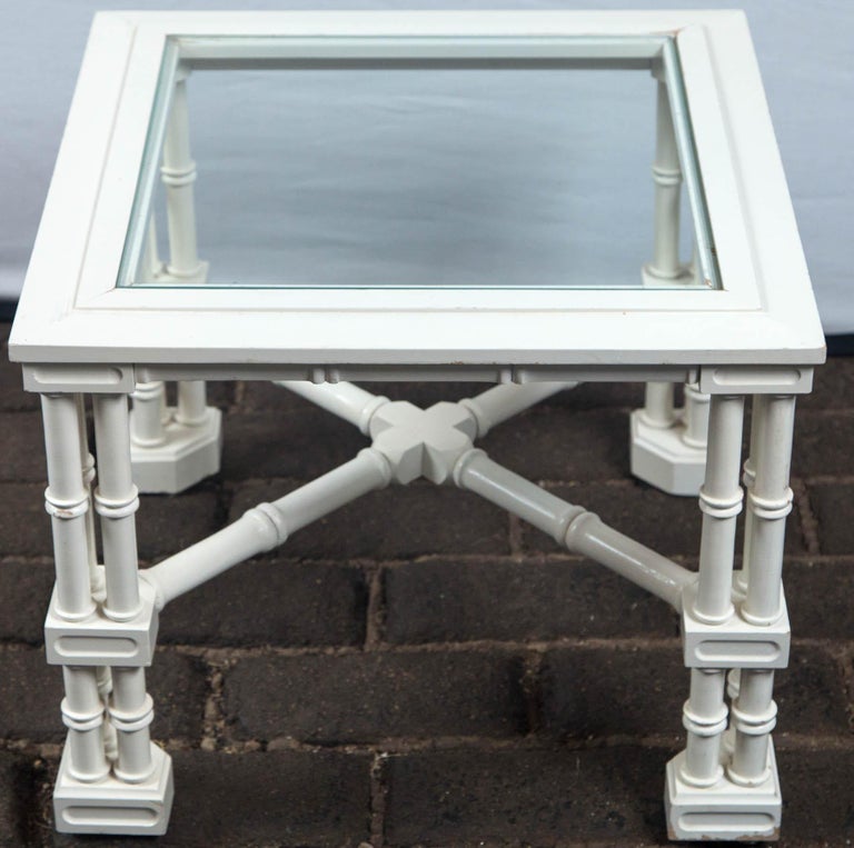 Small White Faux Bamboo Fretwork Table For Sale at 1stDibs