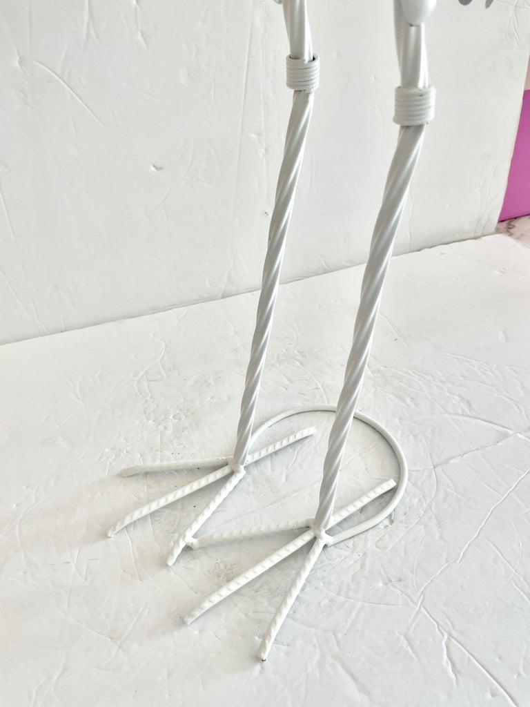 Small White Lacquered Metal Statue of a Stork Looking Up and Front For ...