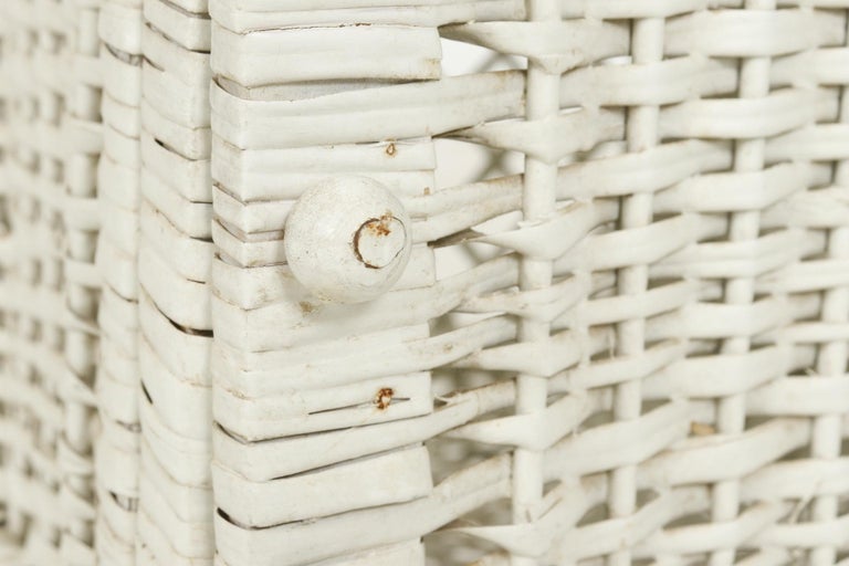 Small White Wicker Cabinet For Sale at 1stDibs