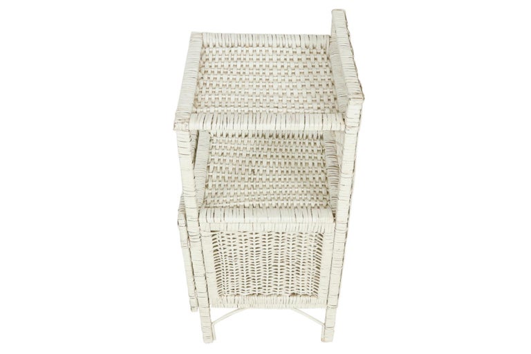 Small White Wicker Cabinet For Sale at 1stDibs