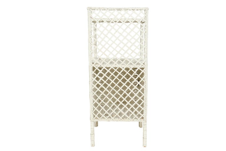 Small White Wicker Cabinet For Sale at 1stDibs