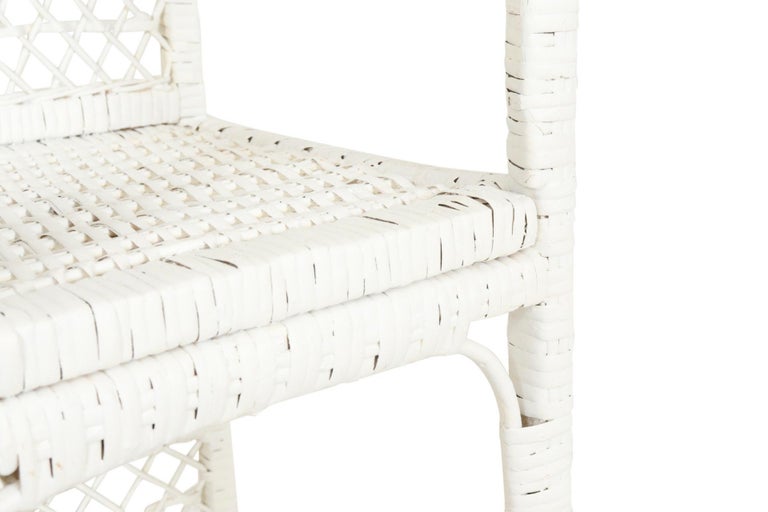 Small White Wicker Étagère For Sale at 1stDibs