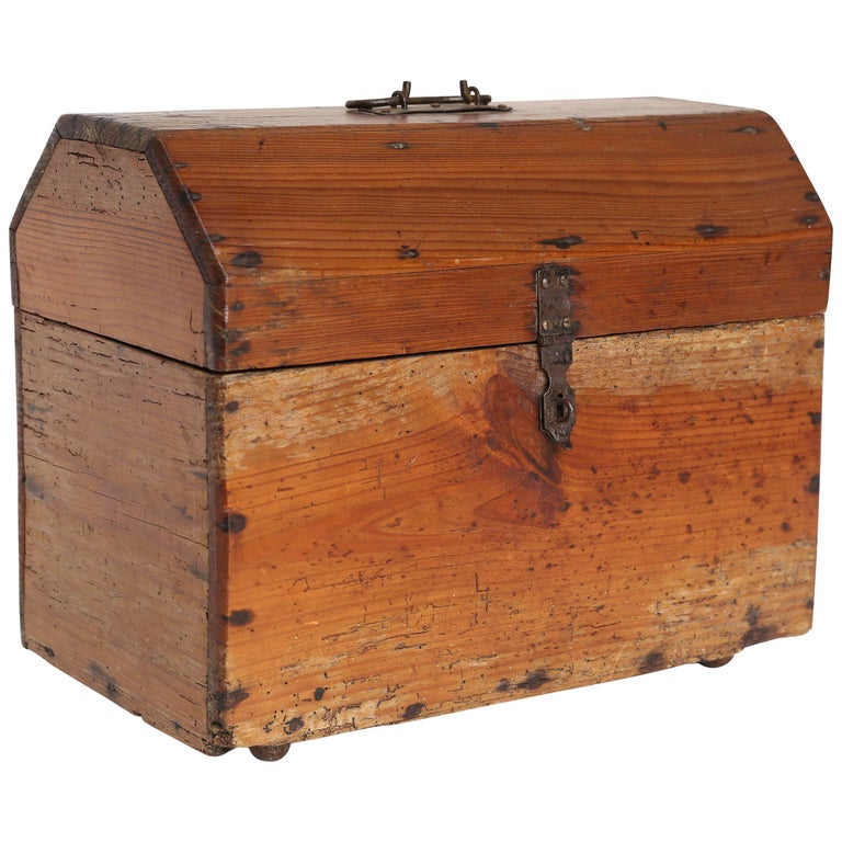 Small Wood French Trunk at 1stDibs