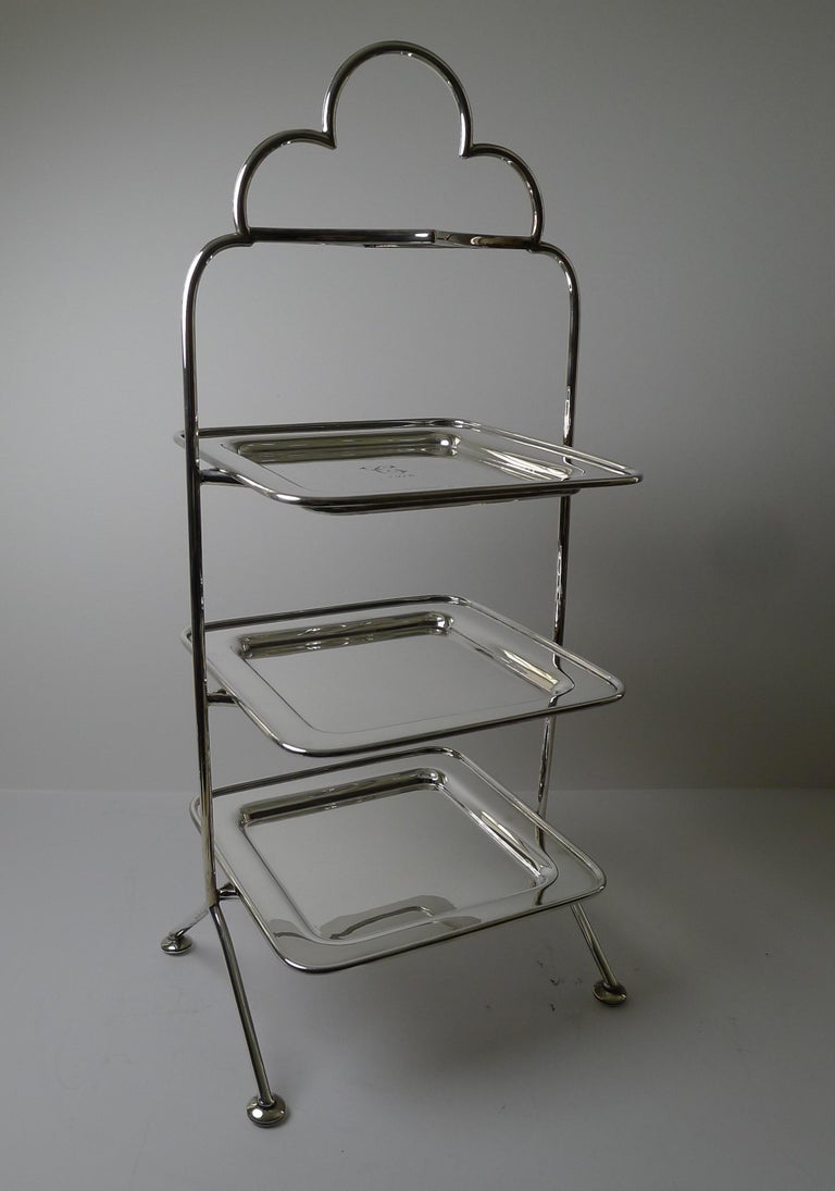 Smart Antique English Three Tier Cake Stand, Square Plates For Sale at ...