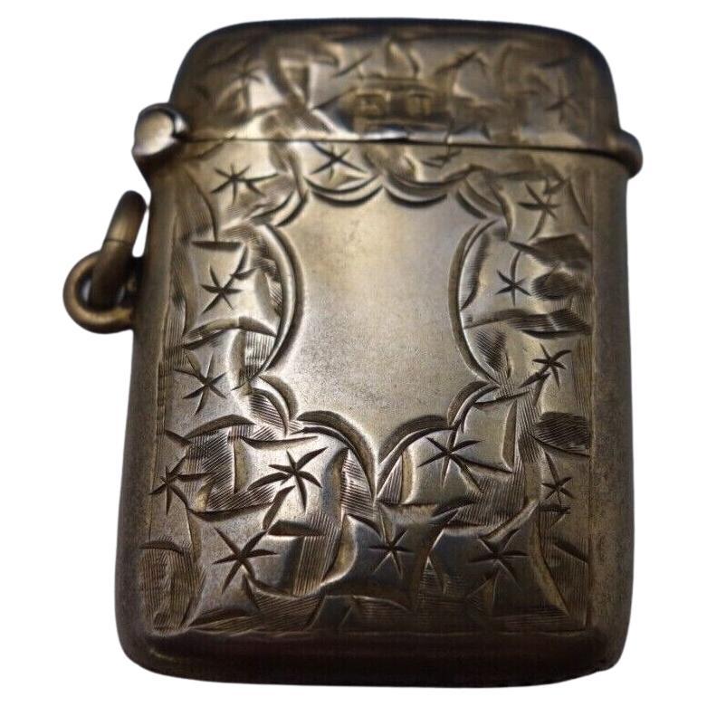 Sterling Silver Fish Pattern Repousse Match Safe / Vesta at 1stDibs