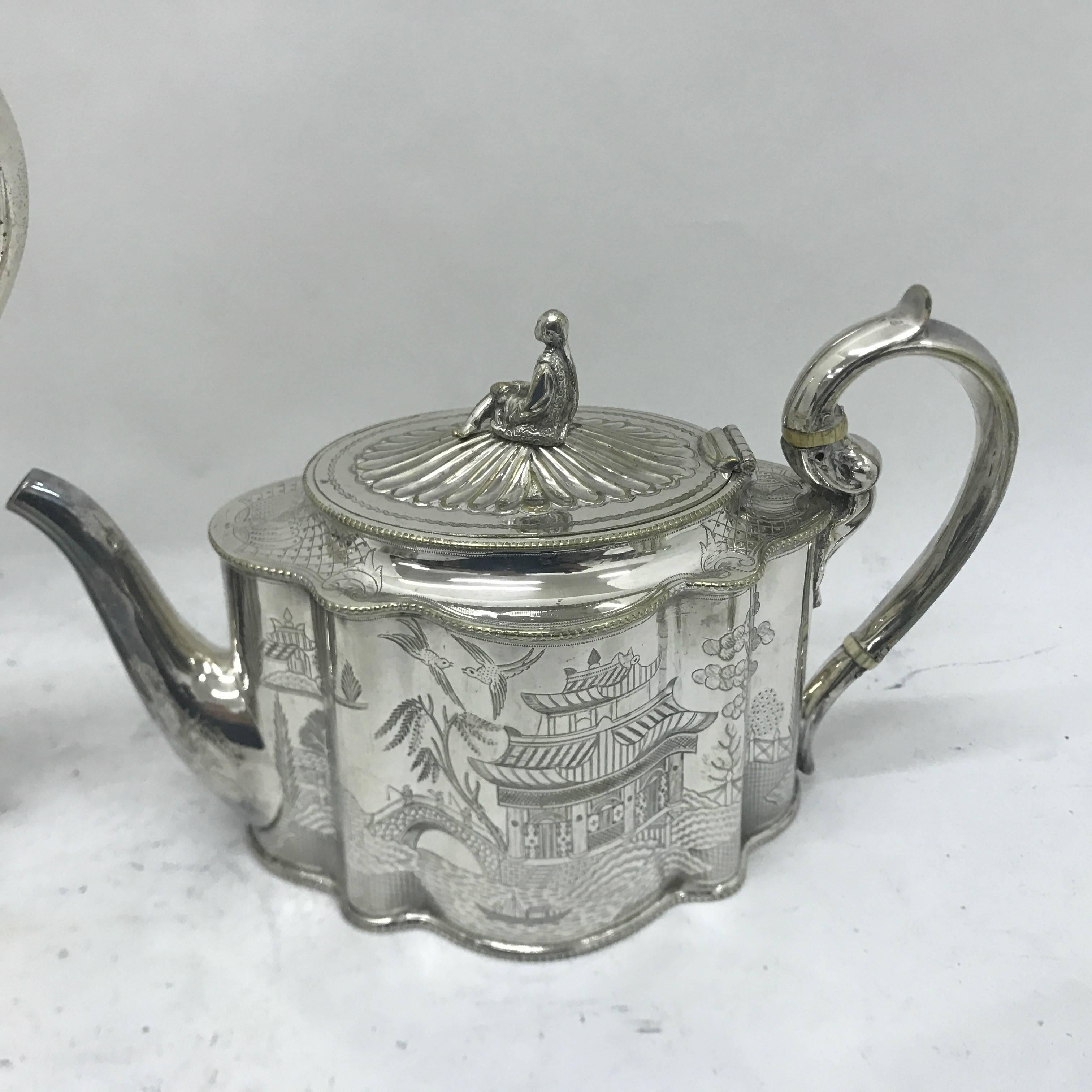 Smith Sissons and Co. Victorian Plated Oriental Engraved English Tea ...