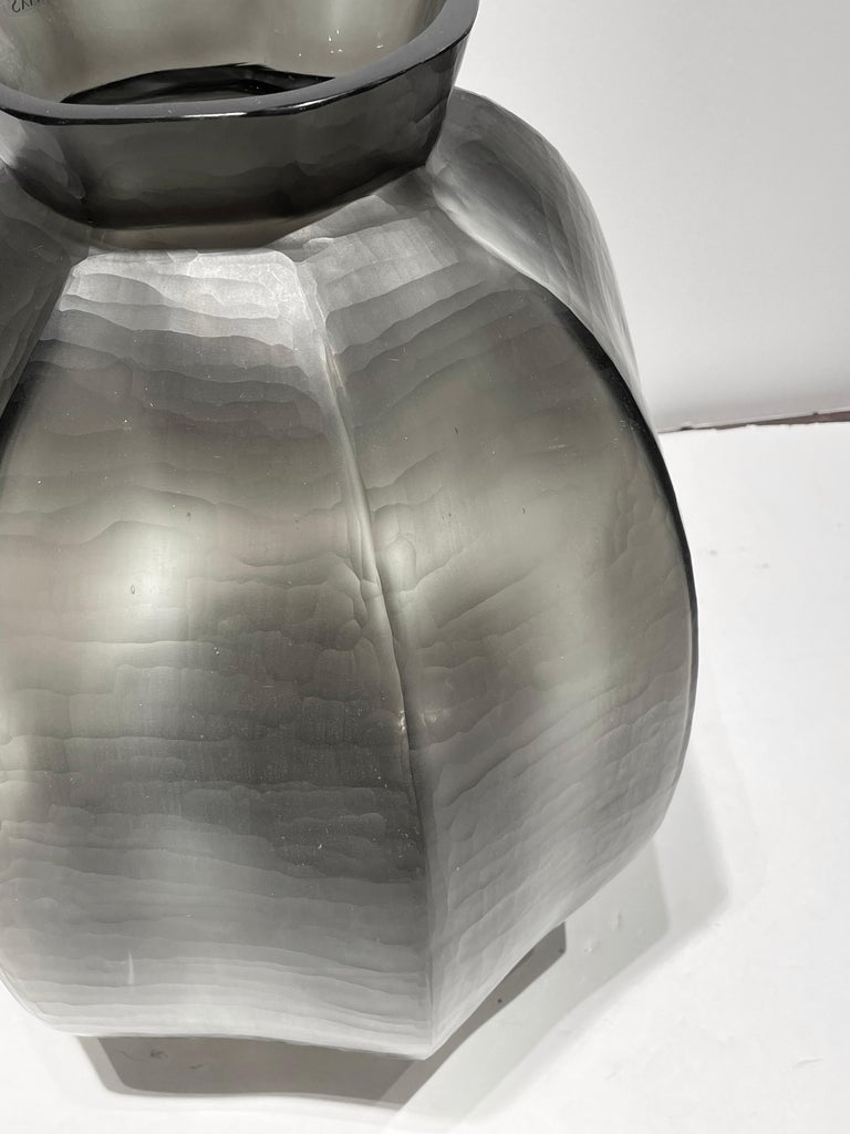 Smoke Grey Glass Medium Size Vase, Romania, Contemporary at 1stDibs