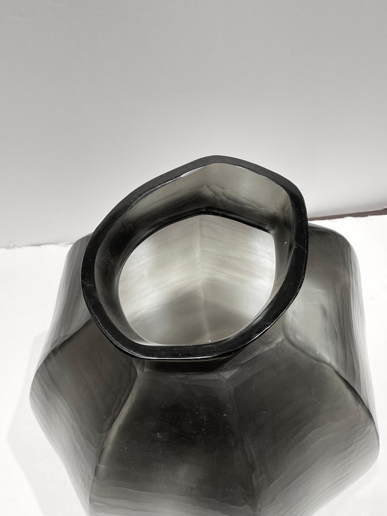 Smoke Grey Glass Medium Size Vase, Romania, Contemporary at 1stDibs