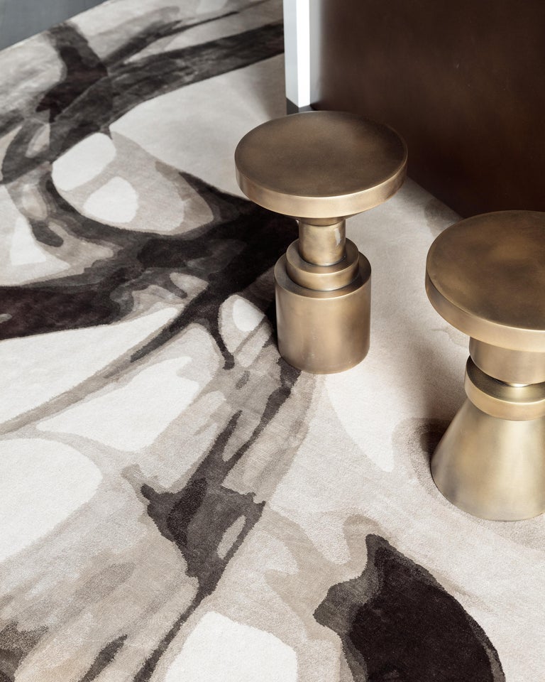 Smoke Hand-Knotted 10x8 Rug in Wool and Silk by Adam Hunter For Sale at ...