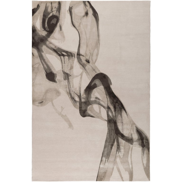 Smoke Hand-Knotted 10x8 Rug in Wool and Silk by Adam Hunter For Sale at ...