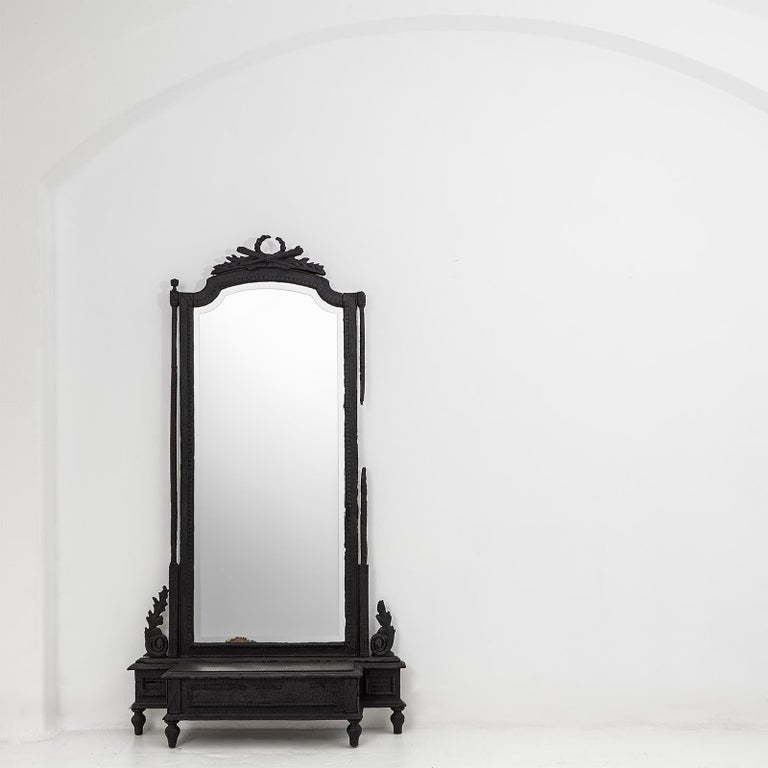 Smoke Mirror in Wood and Black Resin by Marteen Baas For Sale at ...