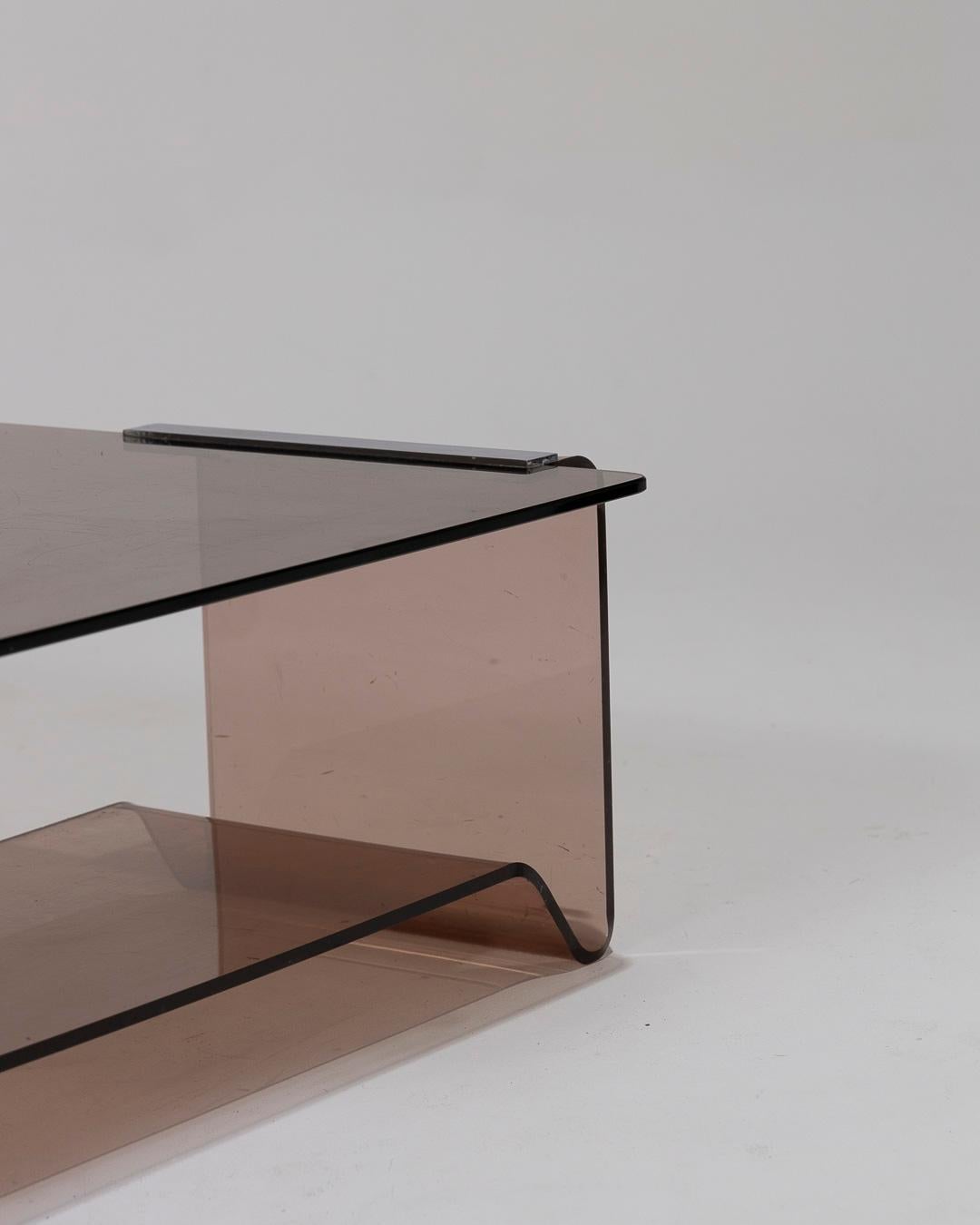 Smoked Altuglass Coffee Table by Michel Dumas, 1970s For Sale at 1stDibs