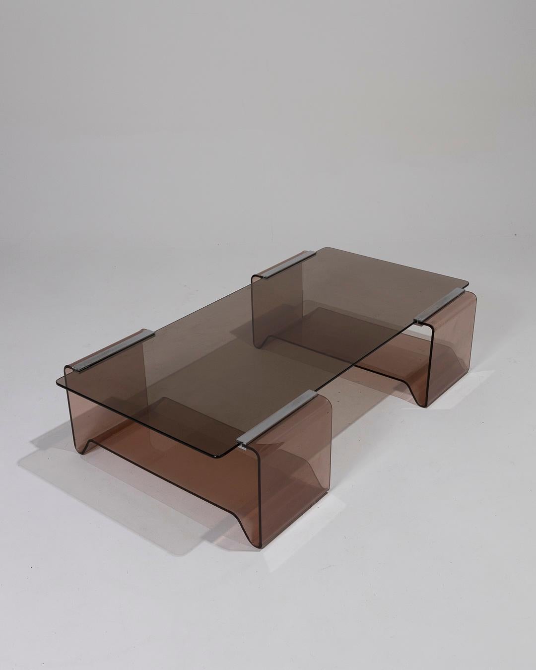 Smoked Altuglass Coffee Table by Michel Dumas, 1970s For Sale at 1stDibs