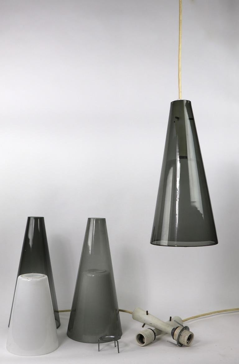 Smoked Glass Cone Form Pendant For Sale at 1stDibs