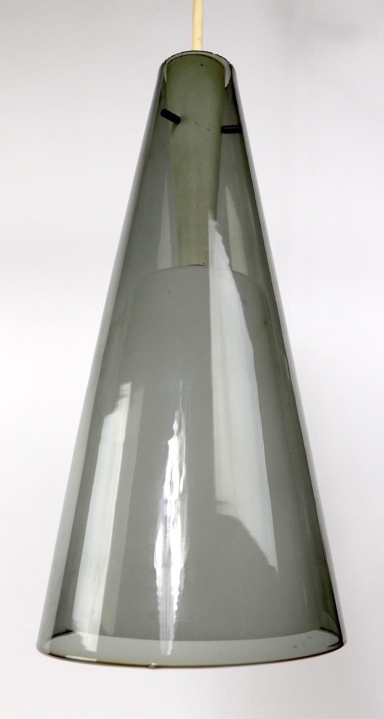Smoked Glass Cone Form Pendant For Sale at 1stDibs