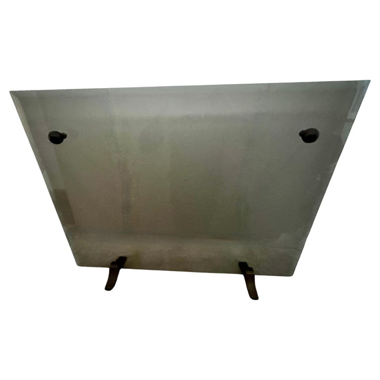 Smoked Glass Fireplace Screen with Bronze Knobs and Feet For Sale at ...