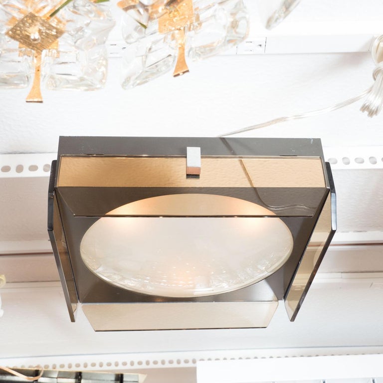 Smoked Glass Panel Flush Mount For Sale at 1stDibs